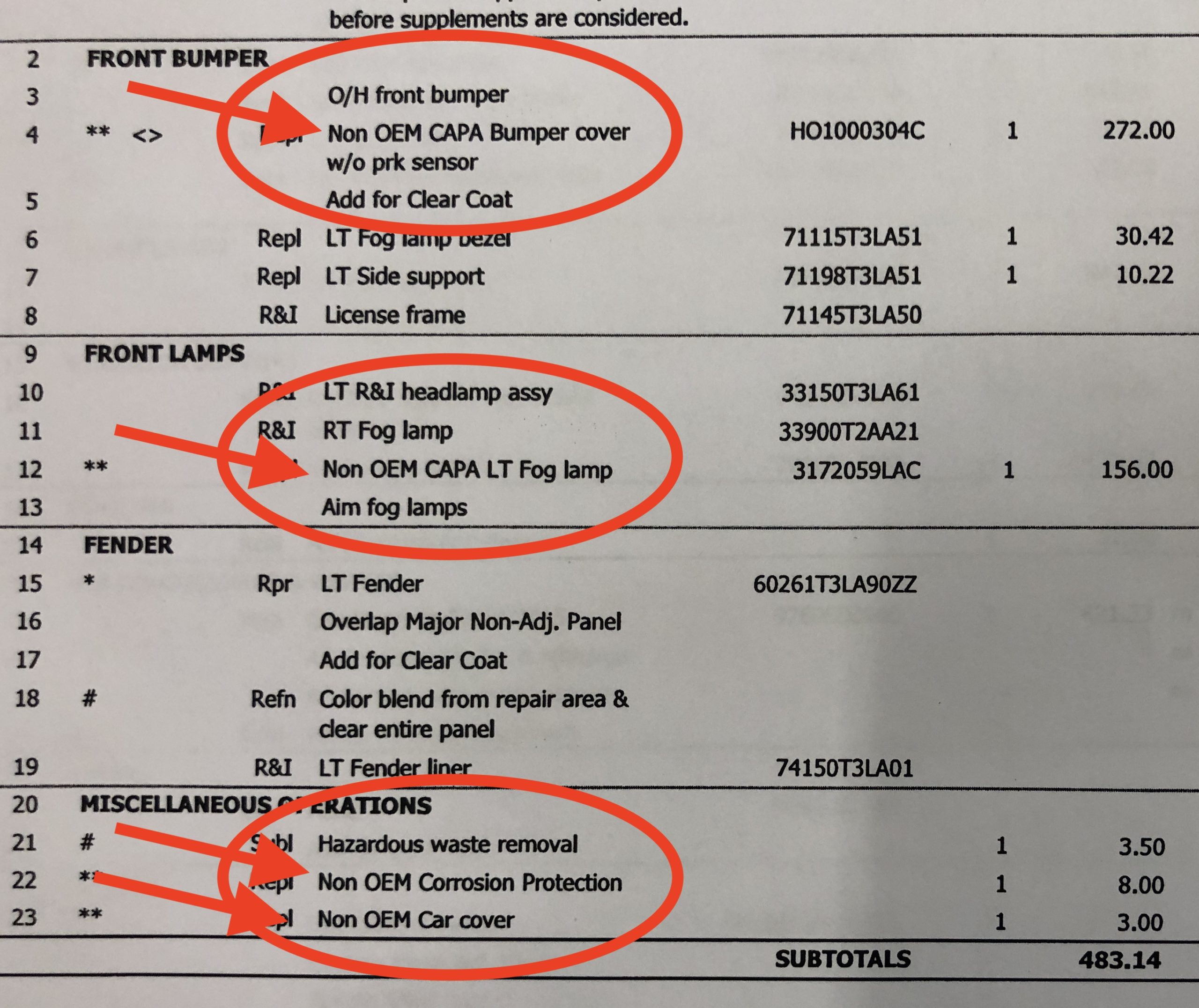 How To Read A Body Shop Estimate Nylunds Collision